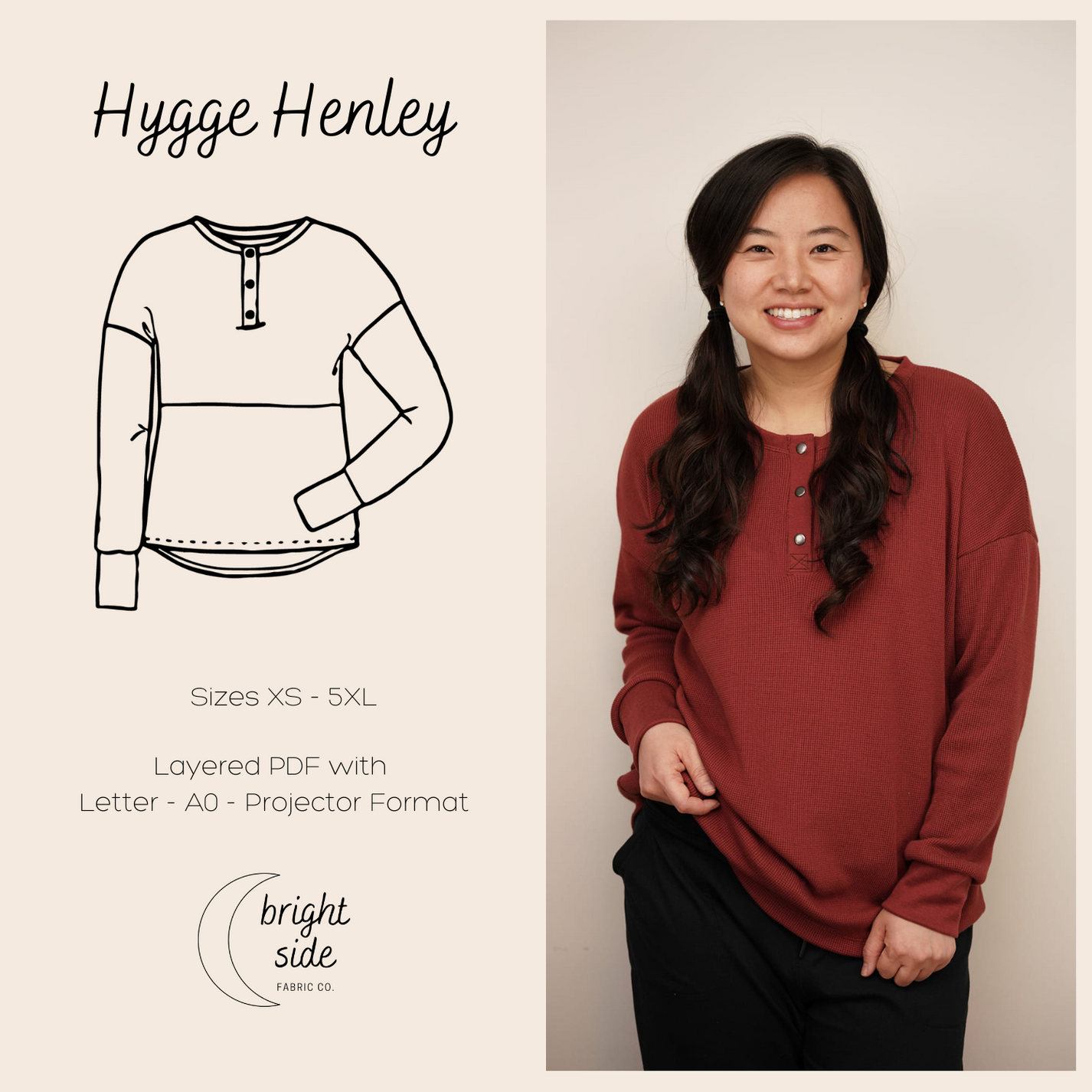 Hygge Henley Sewing Pattern – Brightside Fabric Co
